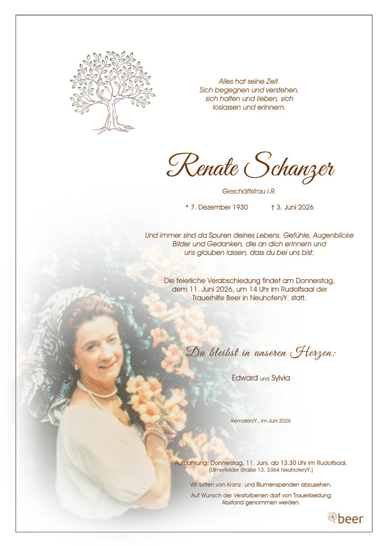 Renate Schanzer – Trauerhilfe Beer